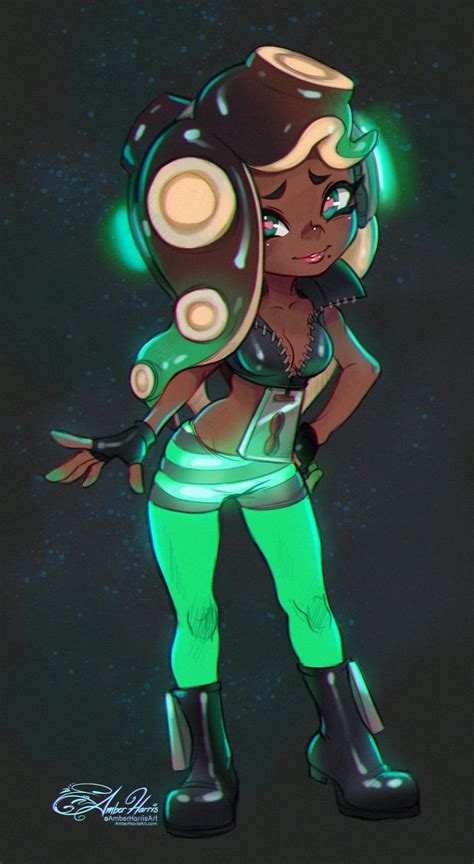 Marina Splatoon Octarian Splatoon Series Splatoon Green Legwear Highres Girl Bare