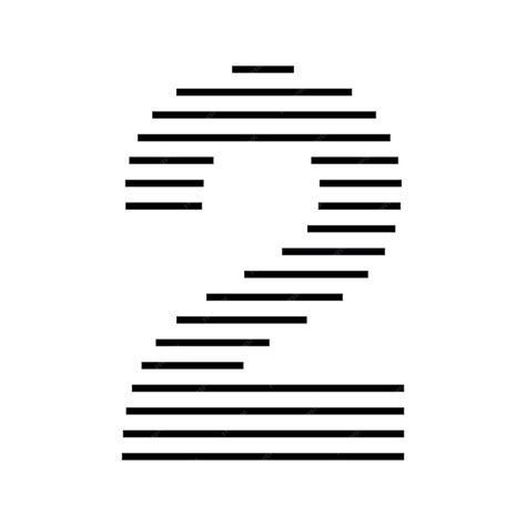 숫자 2 로고 아이콘 기하학적 수평 줄무 프리미엄 벡터