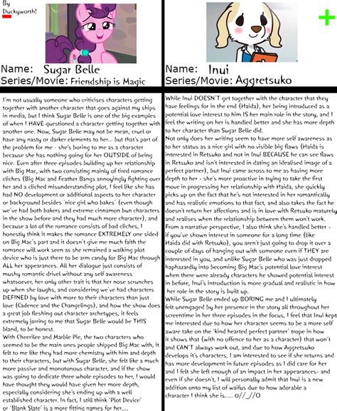 Character Comparison Meme Sweet Love Interests 1 By Duckyworth On