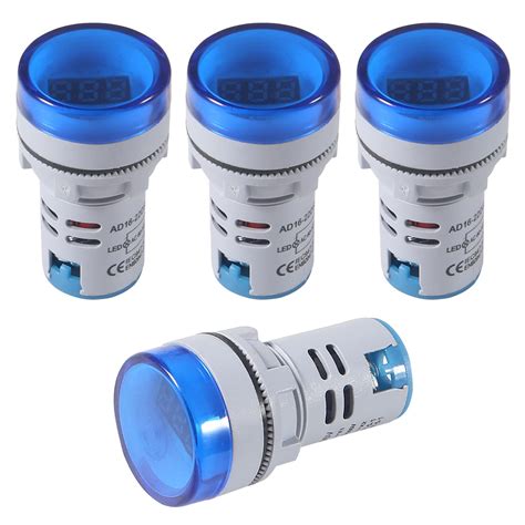 4pcs Round Led Voltage Meter Indicator Digital Led Display Voltmeter Ac 60 500v