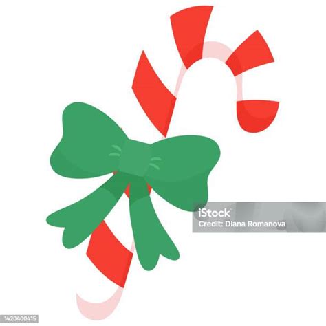 활을 가진 크리스마스 사탕 지팡이 줄무늬 휴일 롤리팝 장식 리본 0명에 대한 스톡 벡터 아트 및 기타 이미지 0명 귀여운
