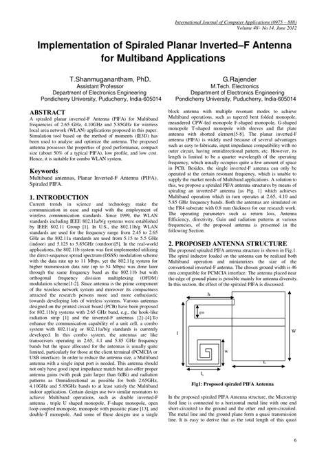 Pdf Implementation Of Spiraled Planar Invertedf Antenna For