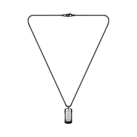 Boss Devon Black Ip Tag Necklace 1580577