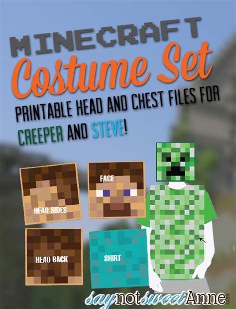 Minecraft Printable Costume Set Sweet Anne Designs