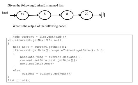 Solved Given The Following Linkedlist Named List Head 12 5