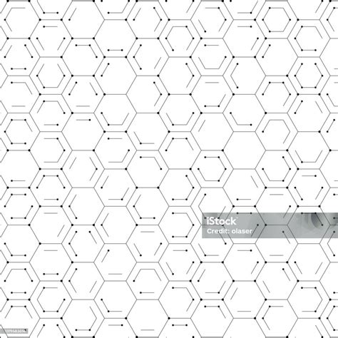 Teknologi Pola Heksagonal Titik Dan Garis Ilustrasi Stok Unduh Gambar