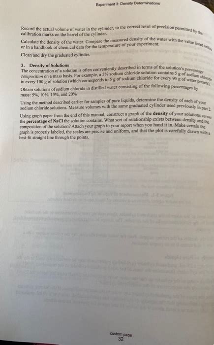 Solved Experiment 3 Density Determinations na عقلا و be Chegg com