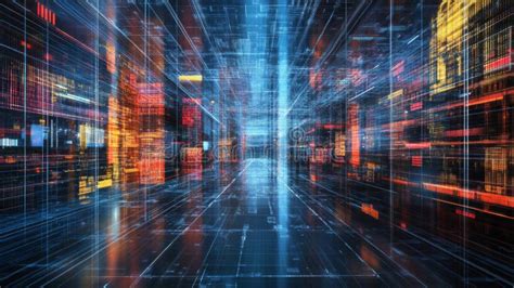 Digital Cityscape Abstract Data Visualization Stock Illustration