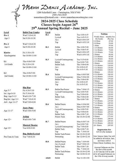 Fall Spring Class Schedule