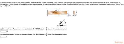 a cantilever beam of rectangular cross section width b 25 mm height h