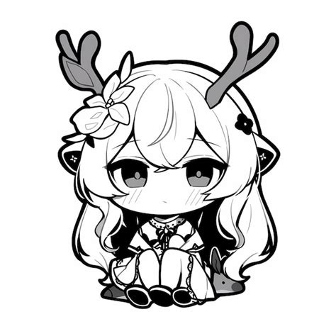 Premium Ai Image Adorable Kawaii Illustrated Chibi Anime Fox Girl Vector Art Sticker With Bold