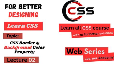 How To Create Css Border And Background Color Properties Web Series Academy Youtube