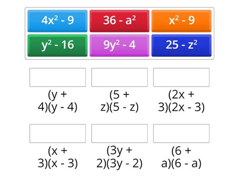 Factorise Following Expressions Using A2 B2﻿ A B A B Match Up