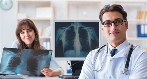 The Young Woman Visiting Radiologist For X Ray Exam Young Woman