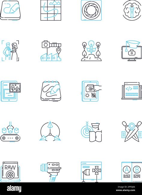 Sculpture Linear Icons Set Form Shape Composition Texture Material Carving Modeling Line