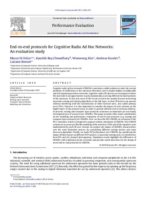 Pdf End To End Protocols For Cognitive Radio Ad Hoc Networks An