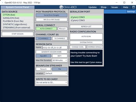 Root Cause No Data Streaming For Cyton OpenBCI Forum