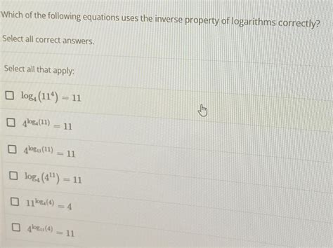 Solved Which Of The Following Equations Uses The Inverse