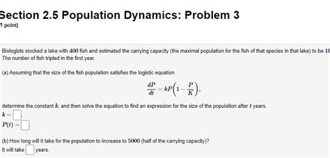 Solved Section Population Dynamics Problem Point Chegg