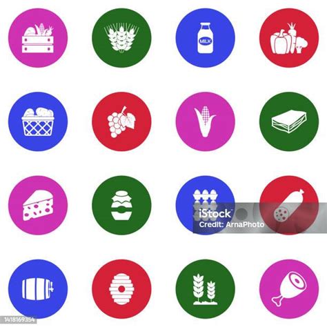 농산물 아이콘 원형의 화이트 플랫 디자인 벡터 일러스트레이션 0명에 대한 스톡 벡터 아트 및 기타 이미지 0명 건강한