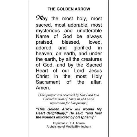 Golden Arrow Paper Prayer Card Pack Of 100
