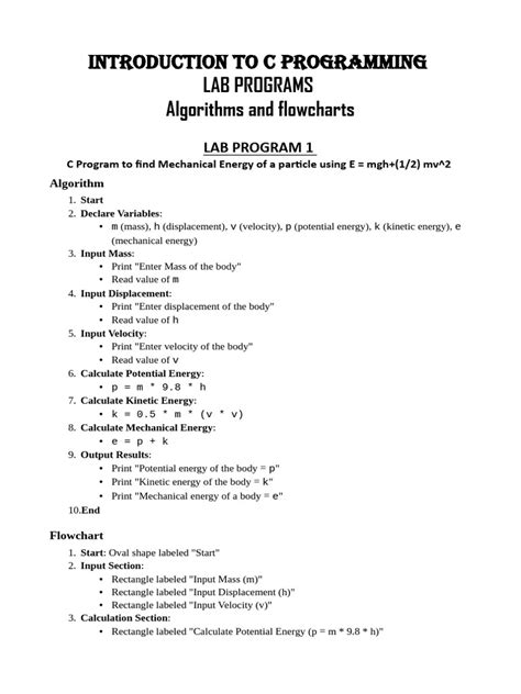 introduction to c programming algorithms and flowcharts pdf