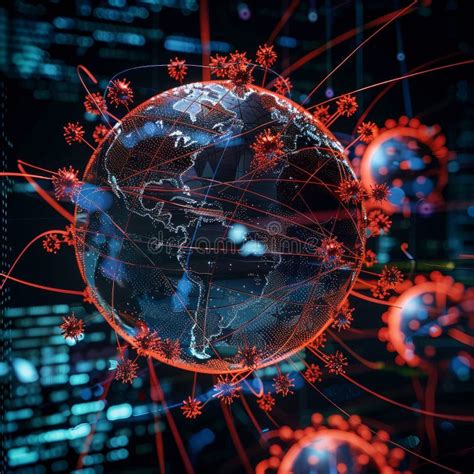 D Render Icon Globe With Data Streams Flowing Highlighting Big Data Analysis For A Global