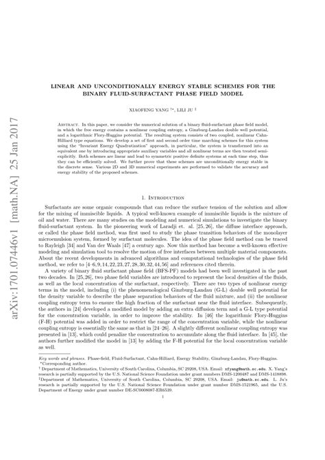 PDF Linear And Unconditionally Energy Stable Schemes For The Binary Fluid Surfactant Phase