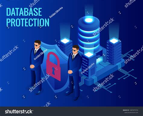 Isometric Database Protection Concept Server Room Stock Vector Royalty