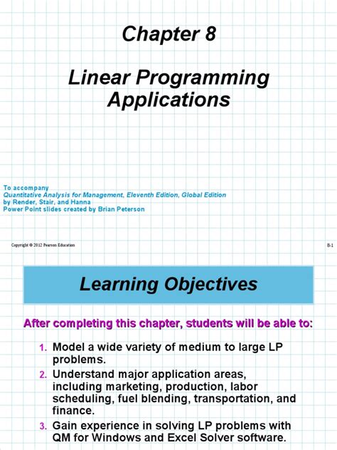 Linear Programming Applications To Accompany By Render Stair And