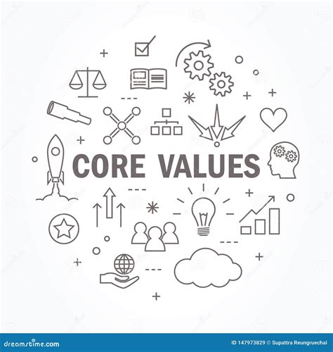 Core Values Thin Line Icon Set Vector Illustration Stock Vector