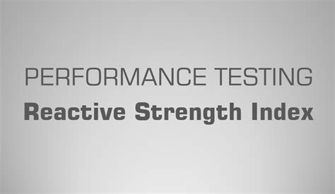 Reactive Strength Index Science For Sport