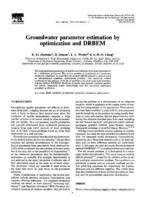 Pdf Groundwater Parameter Estimation By Optimization And Drbem