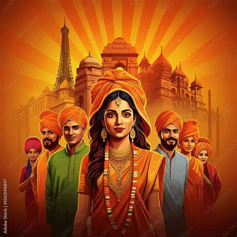 A Powerful Depiction Of An Indian Woman In Traditional Attire