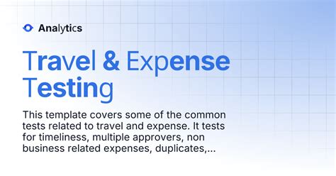 Travel And Expense Testing Analytics