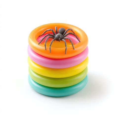A Colorful Ring Toy With A Spooky Spider Prop