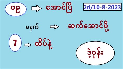 2d10 8 2023မနက်အတွက်2d3d Myanmar2d Youtube