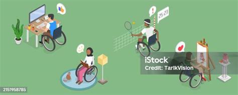 3d 등각 투영 평면 벡터 장애가있는 삶의 개념적 그림 적응에 대한 스톡 벡터 아트 및 기타 이미지 적응 접근성 3차원 형태 Istock