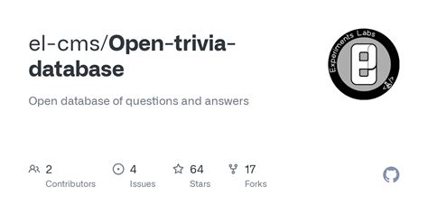 Github El Cmsopen Trivia Database Open Database Of Questions And