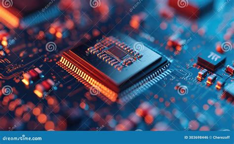Microchip On An Integrated Circuit Stock Illustration Illustration Of Automobile System