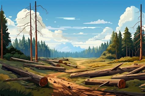 Premium Ai Image Deforestation And Logging In The Forest Landscape