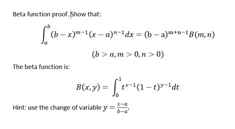 Solved Beta Function Proof Show That Integrate Limit