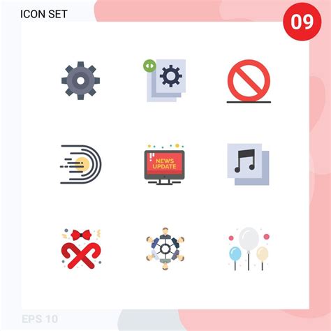 9 User Interface Flat Color Pack Of Modern Signs And Symbols Of Space