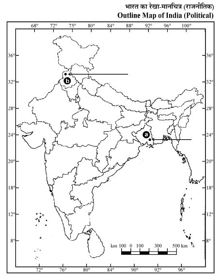 A Two Features A And B Are Marked On The Given Political Outline