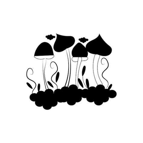 하나의 연속 선으로 그리기 버섯 프리미엄 벡터