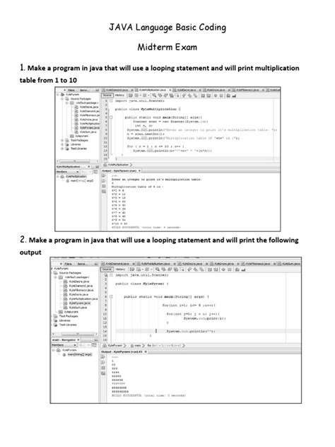 Java Language Basic Coding Midterm Exam 1 Pdf