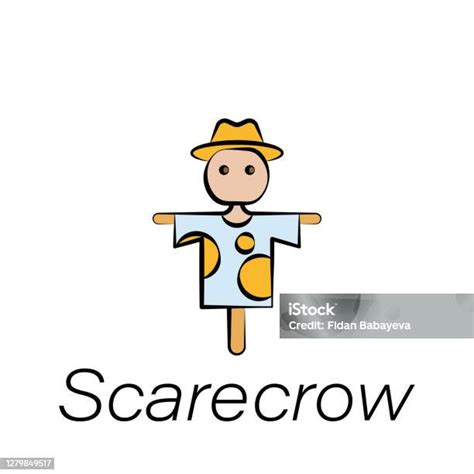 허수아비 손 그리기 아이콘 농업 일러스트 아이콘의 요소 서명 및 기호는 웹 로고 모바일 앱 Ui Ux에 사용할 수 있습니다 건초 식물에 대한 스톡 벡터 아트 및 기타 이미지