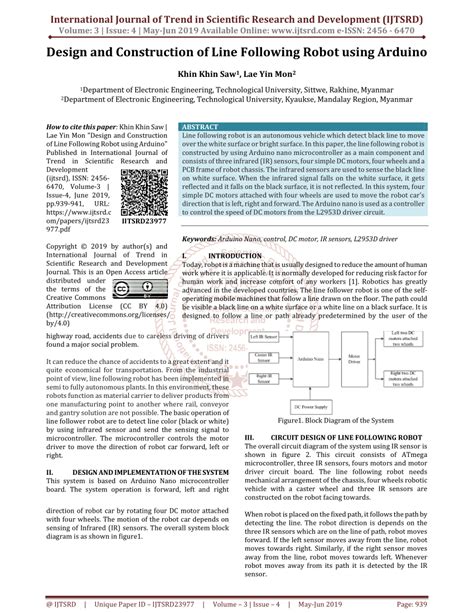 Pdf Design And Construction Of Line Following Robot Using Arduino