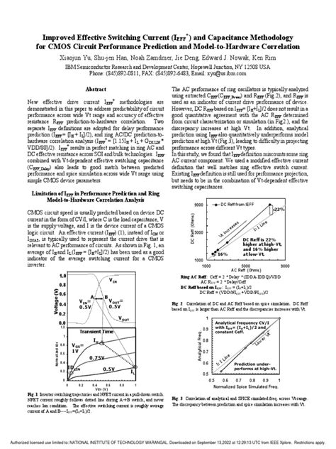 Improved Effective Switching Current Ieff And Capacitance Methodology For Cmos Circuit