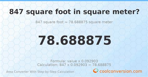 847 Square Feet To Square Meters 847 Ft² ≈ 78689 M²